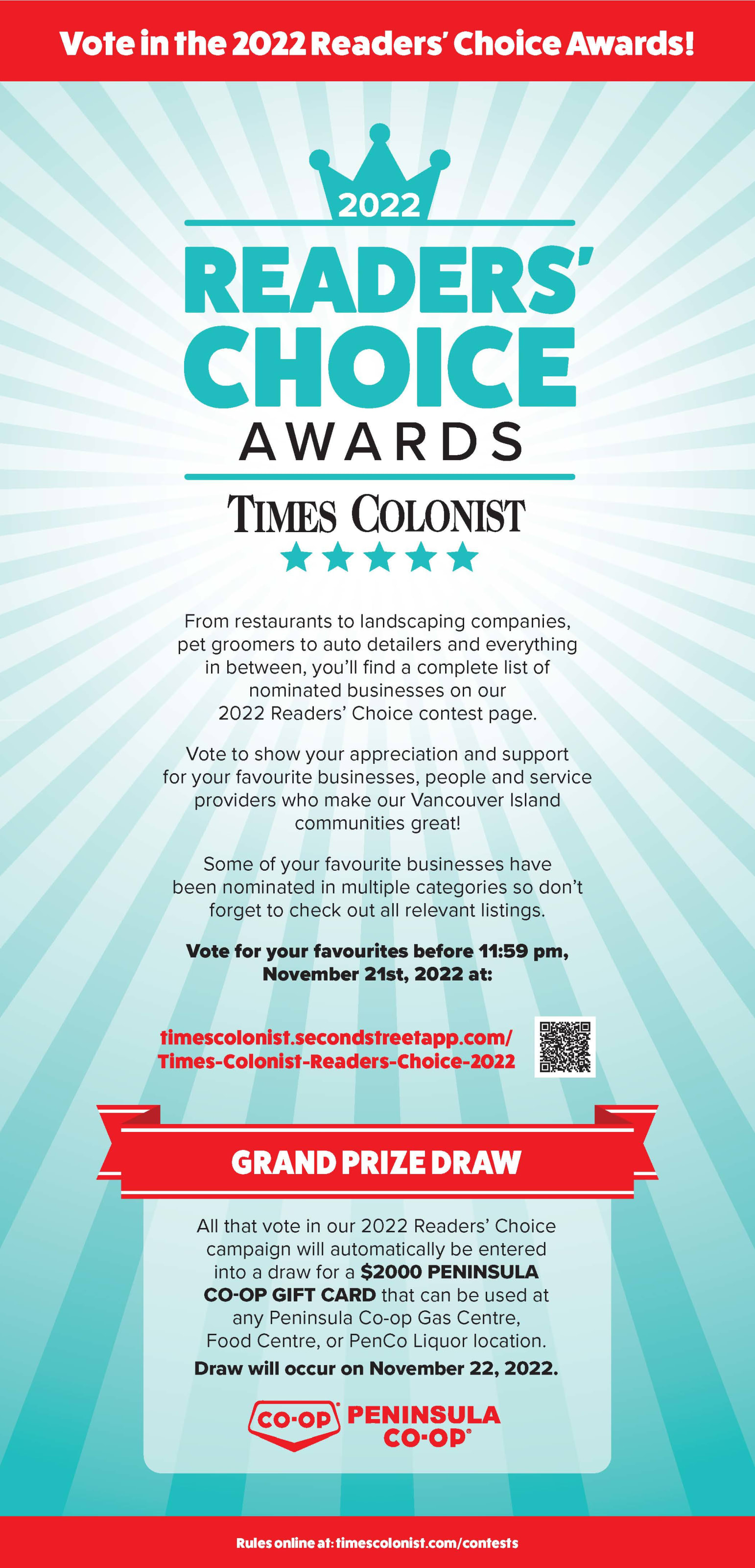 Welcome to the 2022 Times Colonist Readers' Choice Awards!