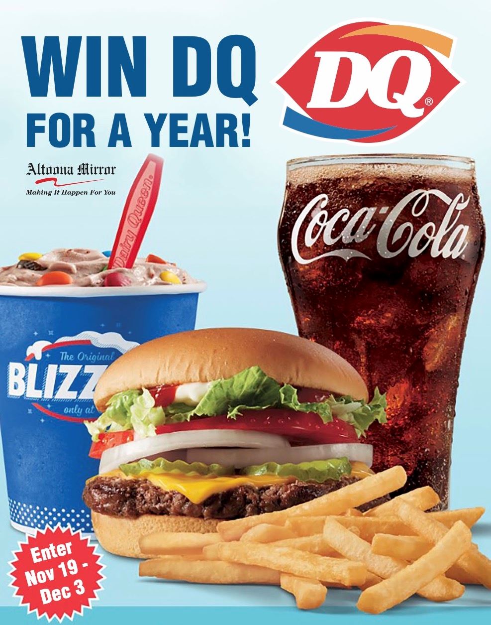 Enter to win a DQ combo meal and medium Blizzard every week for a year.
