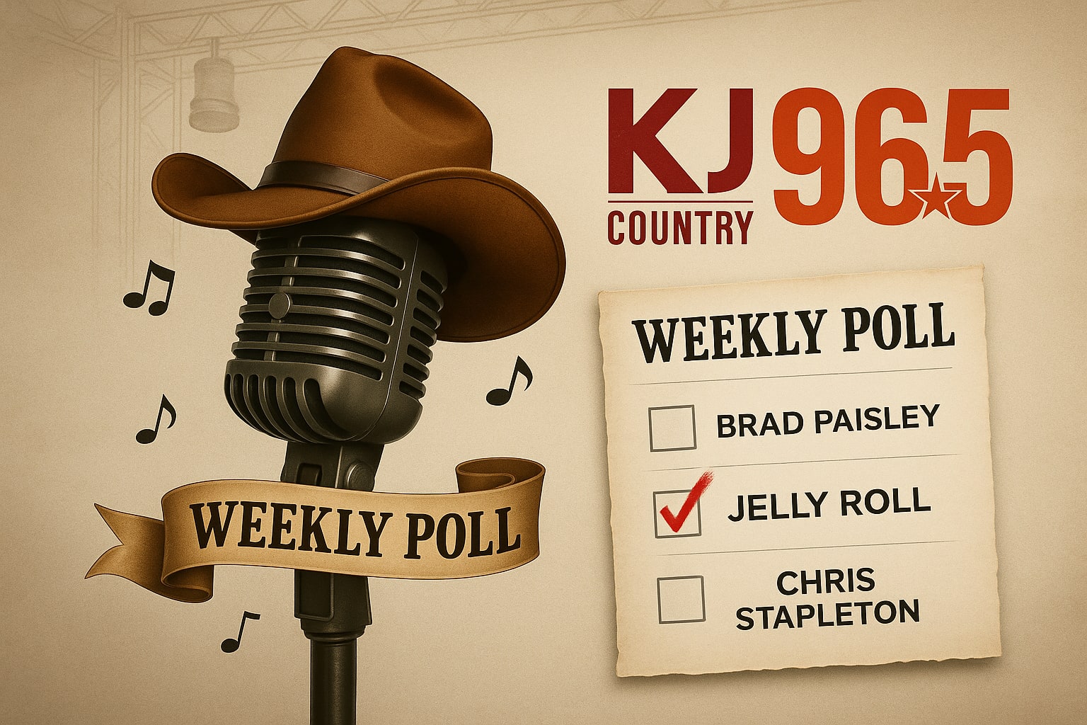 The KJ Country 96.5 Weekly Poll